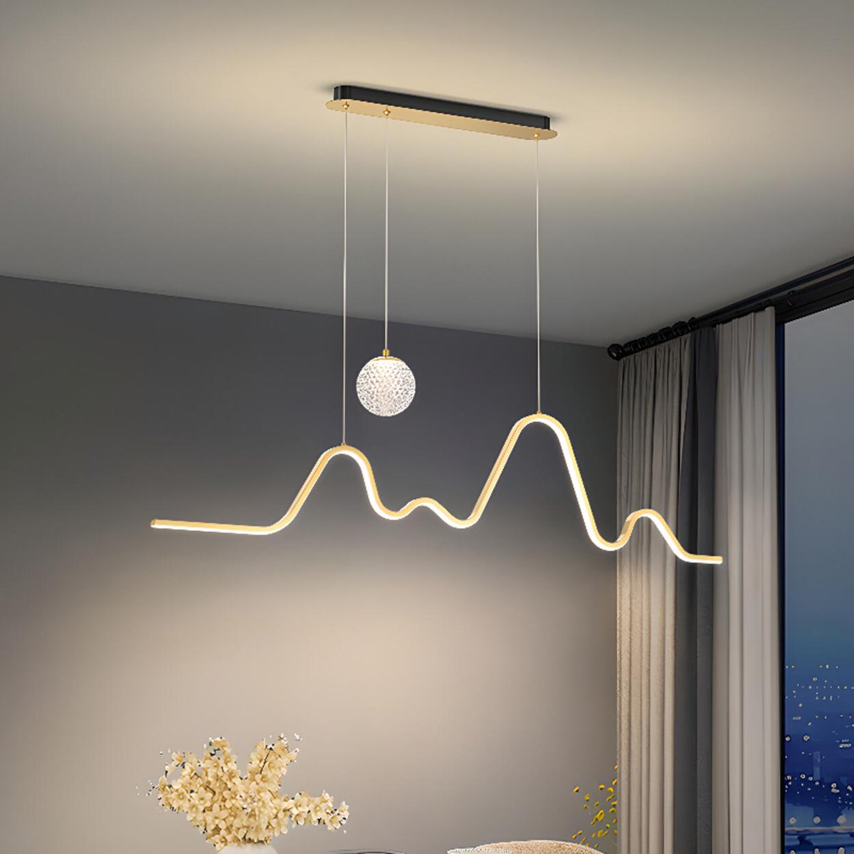 Stylish Wavy and Globe Kitchen Island Pendant Light – Homebaa