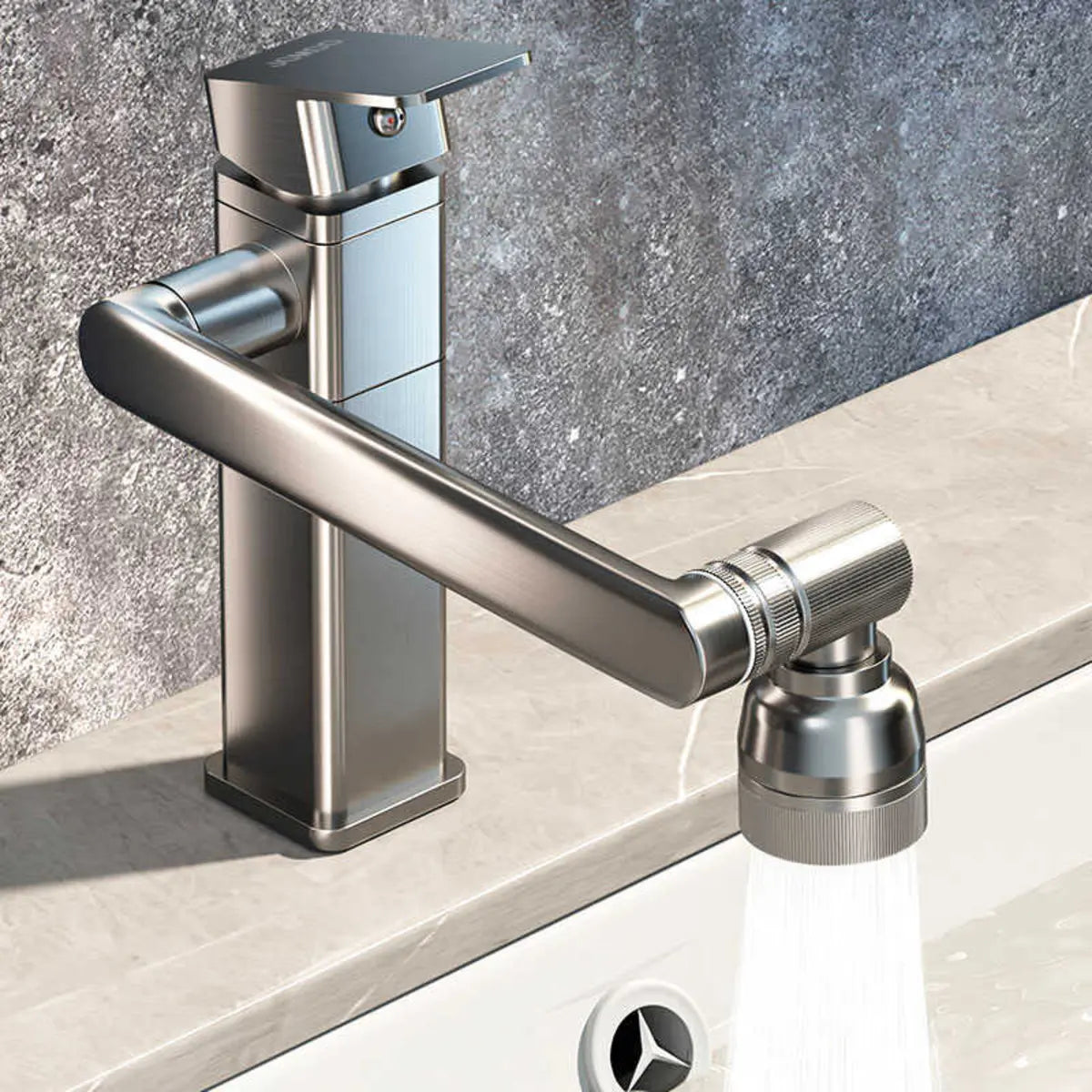 Swivel Design Brass Rectangular Silver Bathroom Sink Faucet – Homebaa