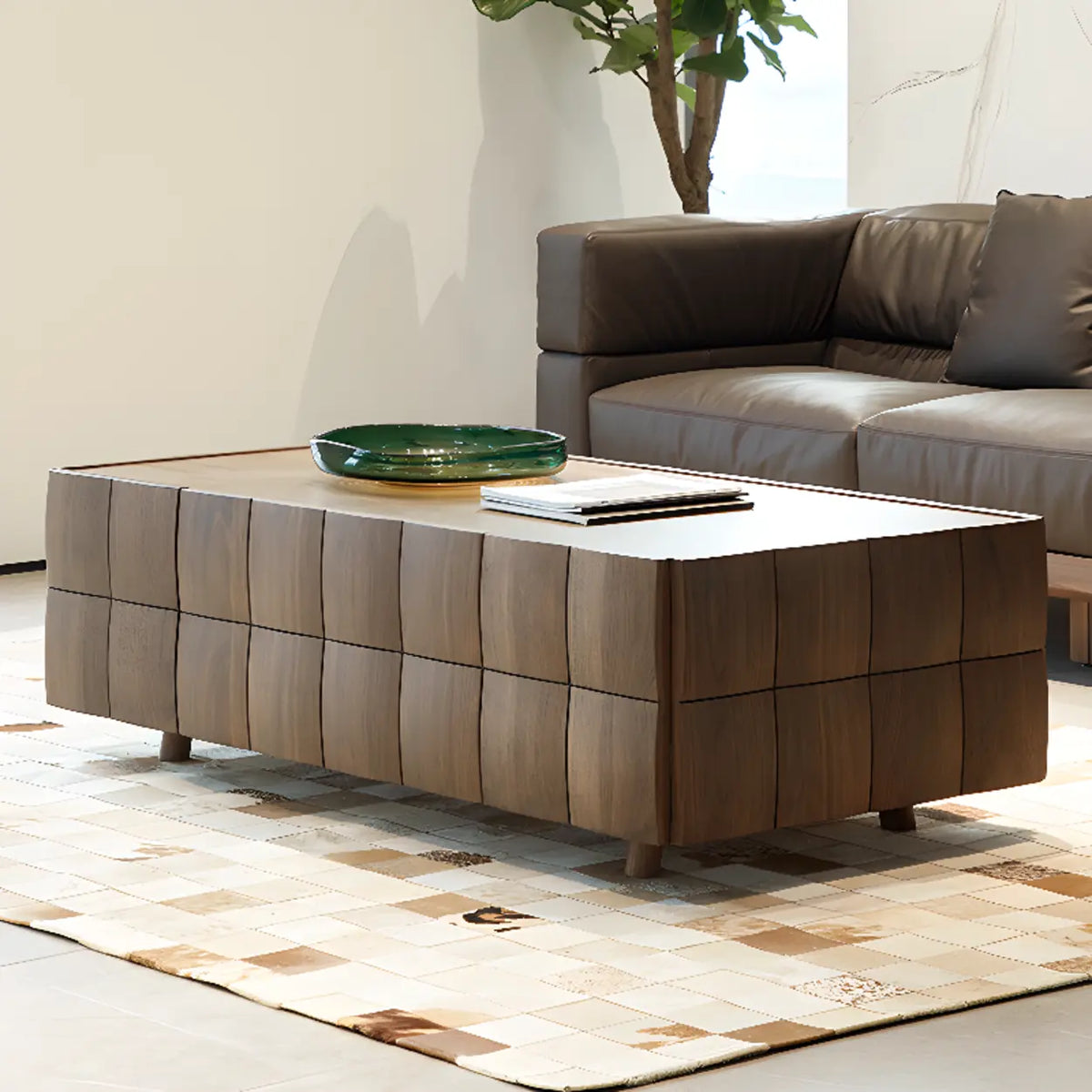 Traditional Solid Wood Walnut Rectangular Coffee Table – Homebaa
