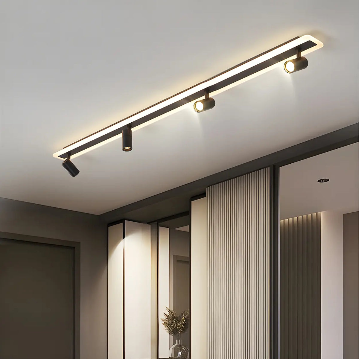 Trendy Large Black Track LED Flush Mount Light 4-Light – Homebaa