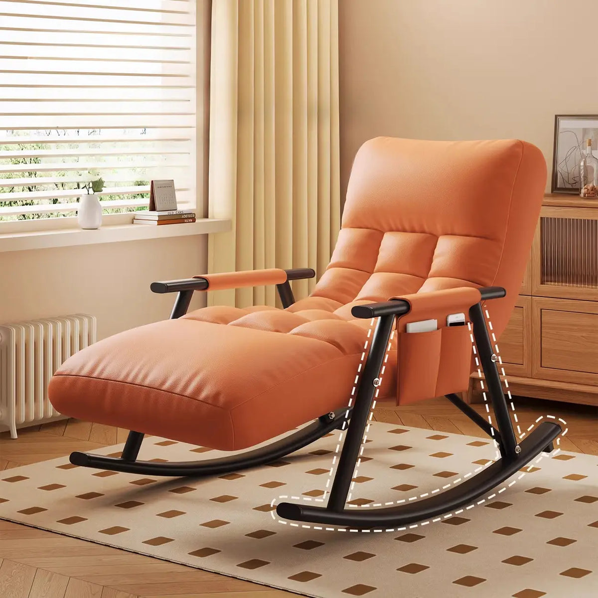 Twilight Orange Stain Resistant Round Arm Rocking Chair – Homebaa