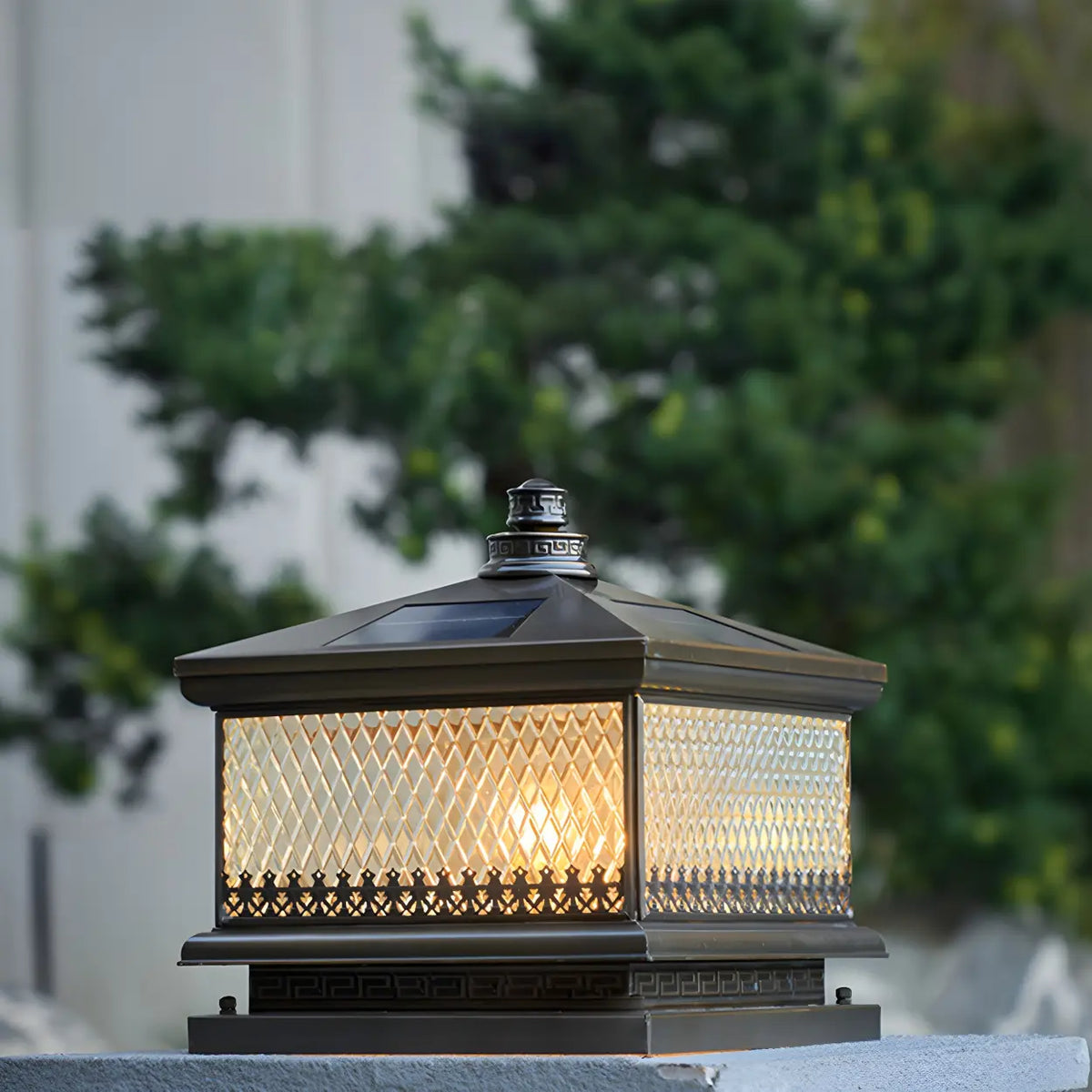 Vintage Square Metal Outdoor Post Table Lamp Bronze – Homebaa